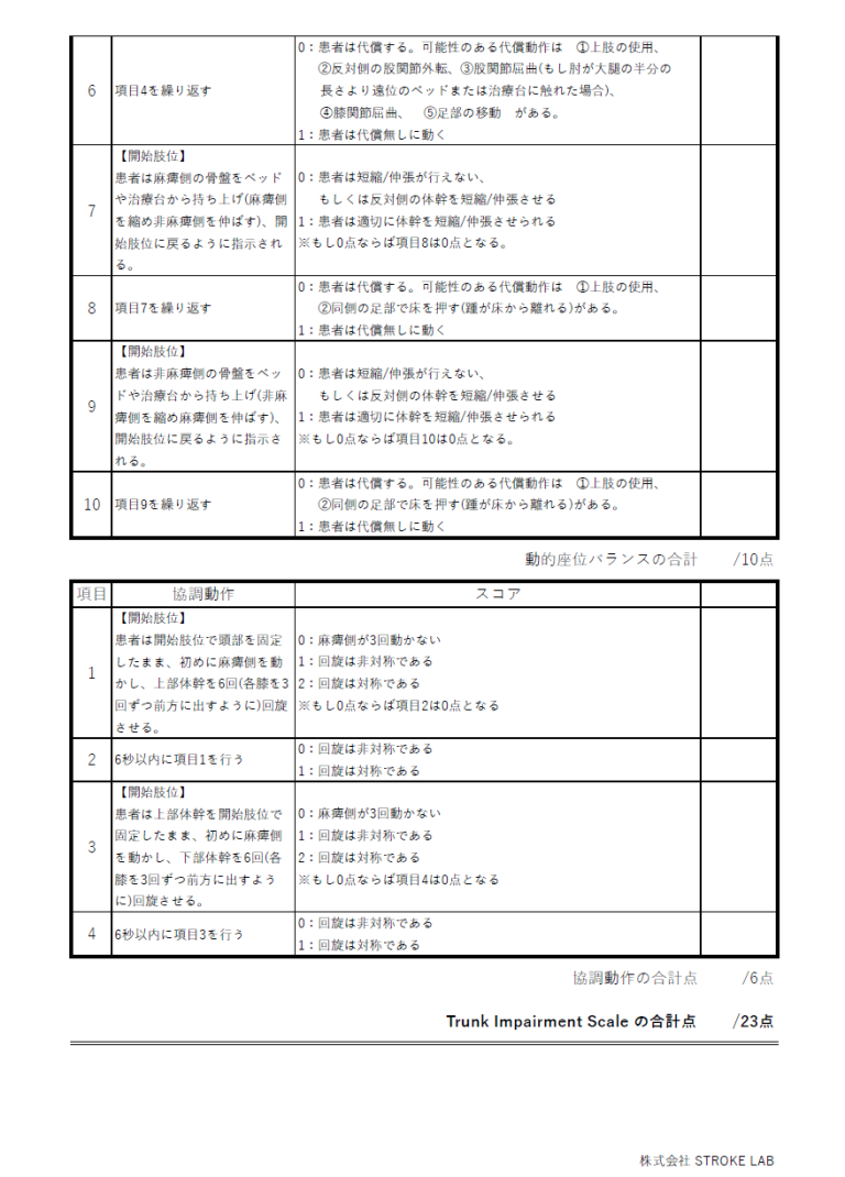 trunk impairment scale 評価表, trunk impairment scale 意味 – VISHUJI